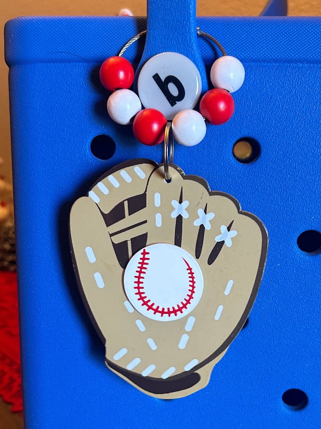Baseball Glove and Ball Bogg Bag Charm Keychain With Beads - Etsy
