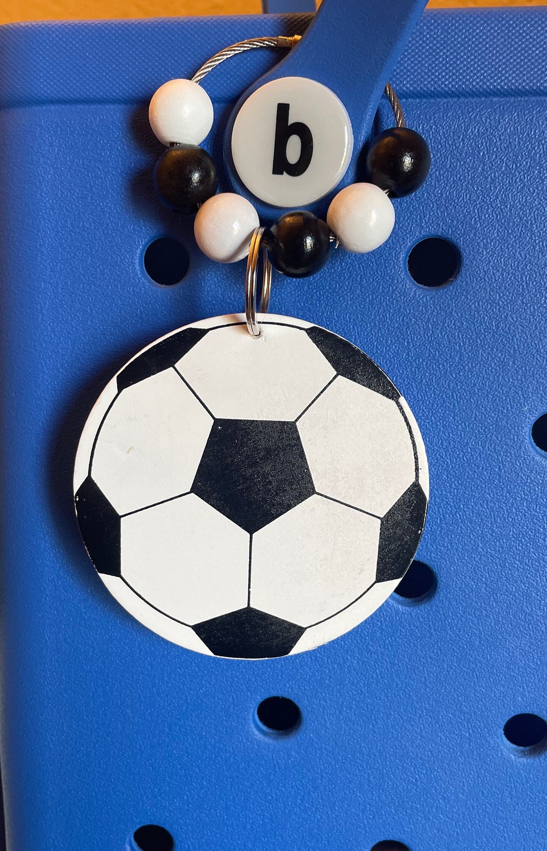 Soccer Ball Bogg Bag Charm Keychain With Beads - Etsy
