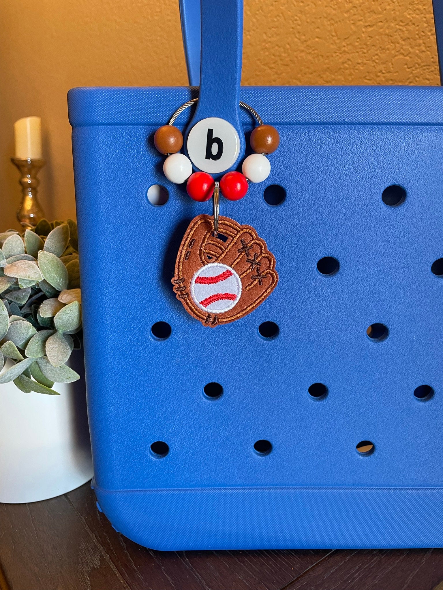 Baseball Glove and Ball Bogg Bag Tote Patch Keychain With Beads - Etsy