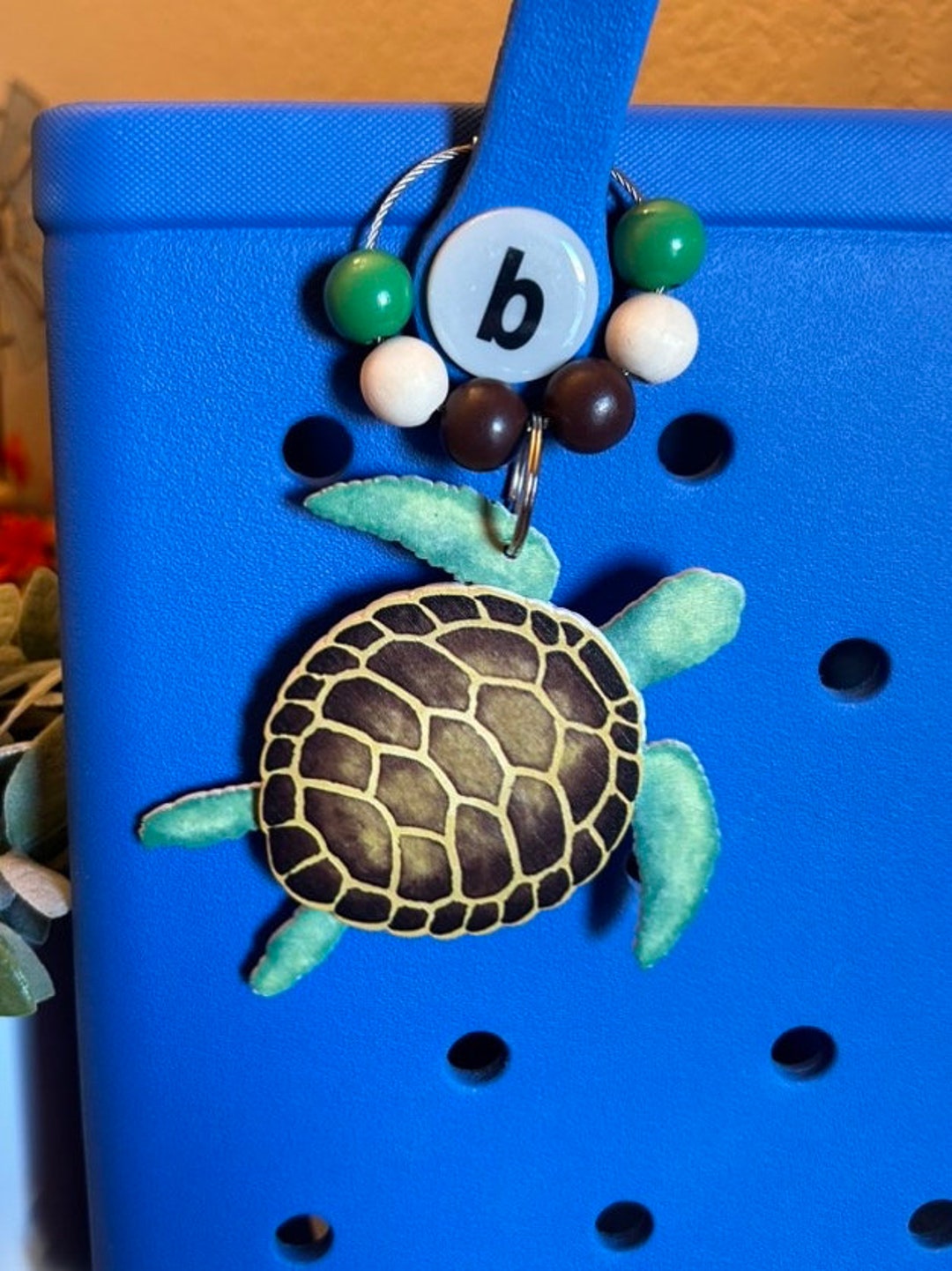Sea Turtle Bogg Bag Charm Keychain With Beads - Etsy
