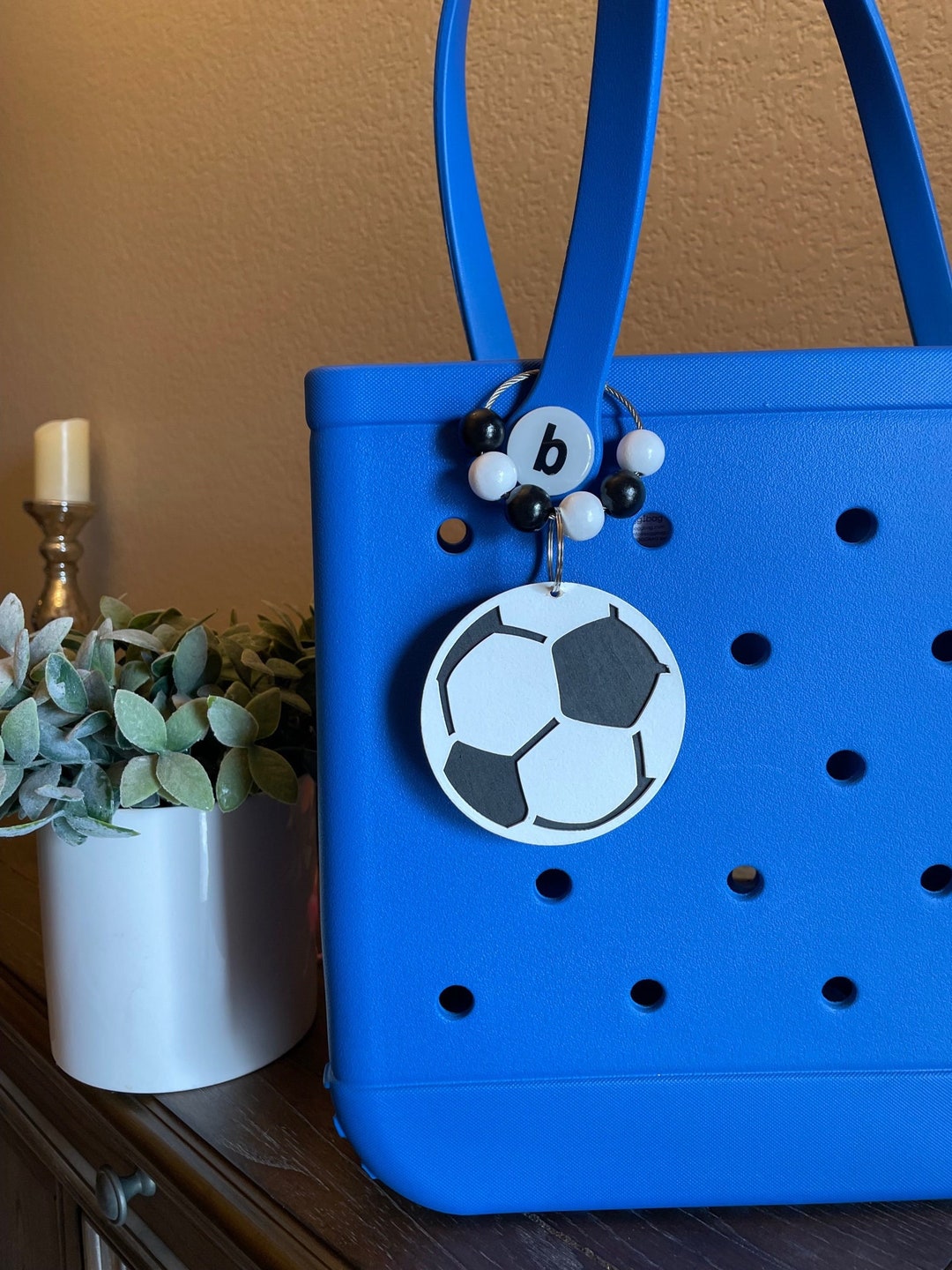 Soccer Ball Bogg Bag Charm With Beads - Etsy