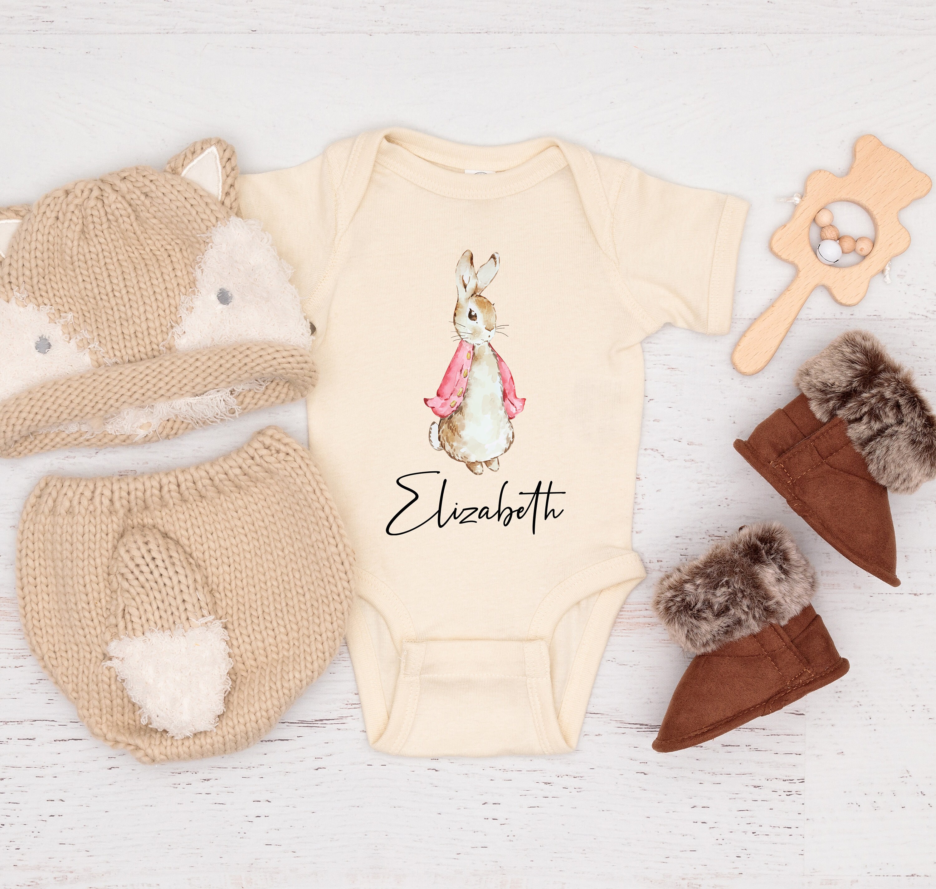 Personalized Easter Baby Girl Onesie®,peter Rabbit Girl Bodysuit,cute ...
