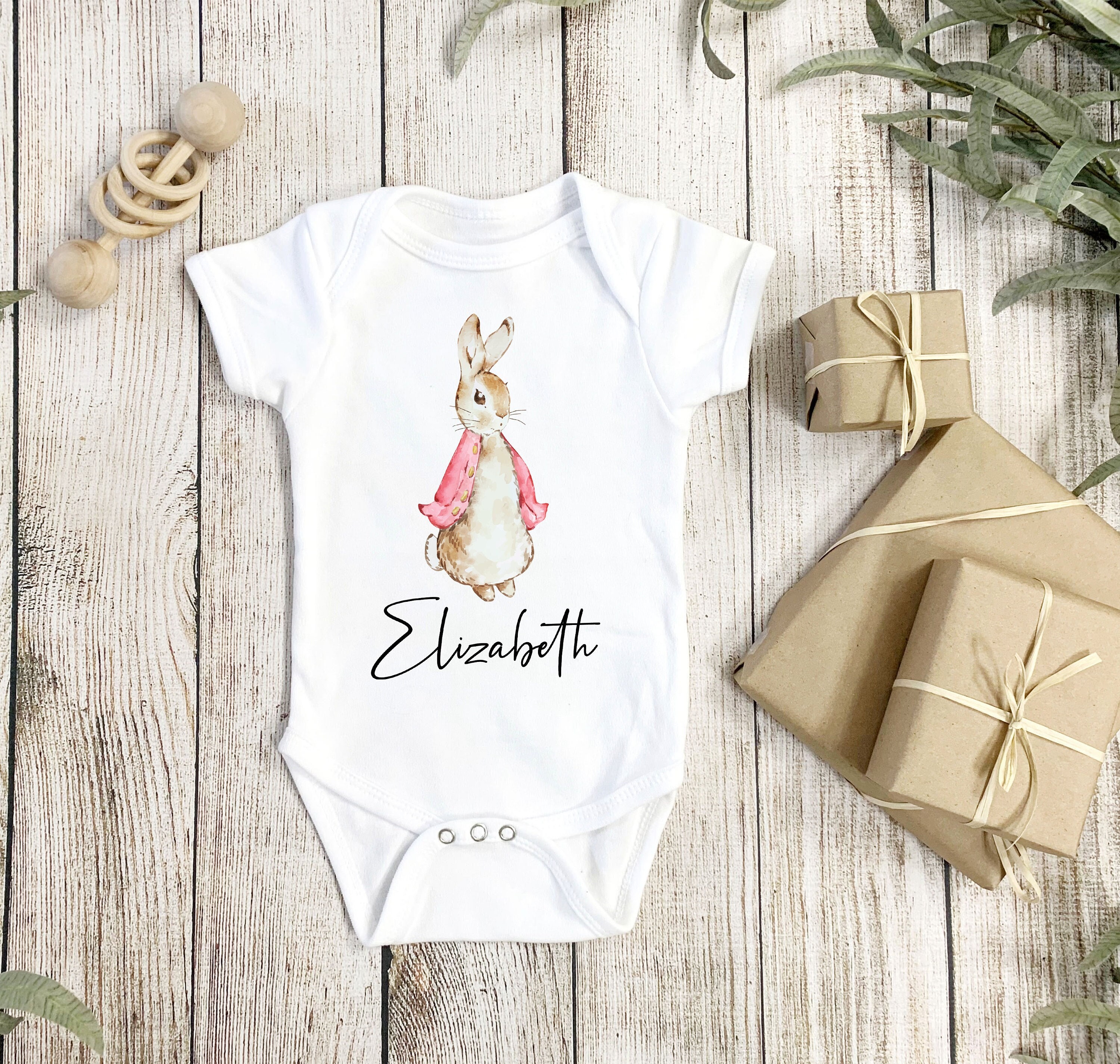 Personalized Easter Baby Girl Onesie®,peter Rabbit Girl Bodysuit,cute ...