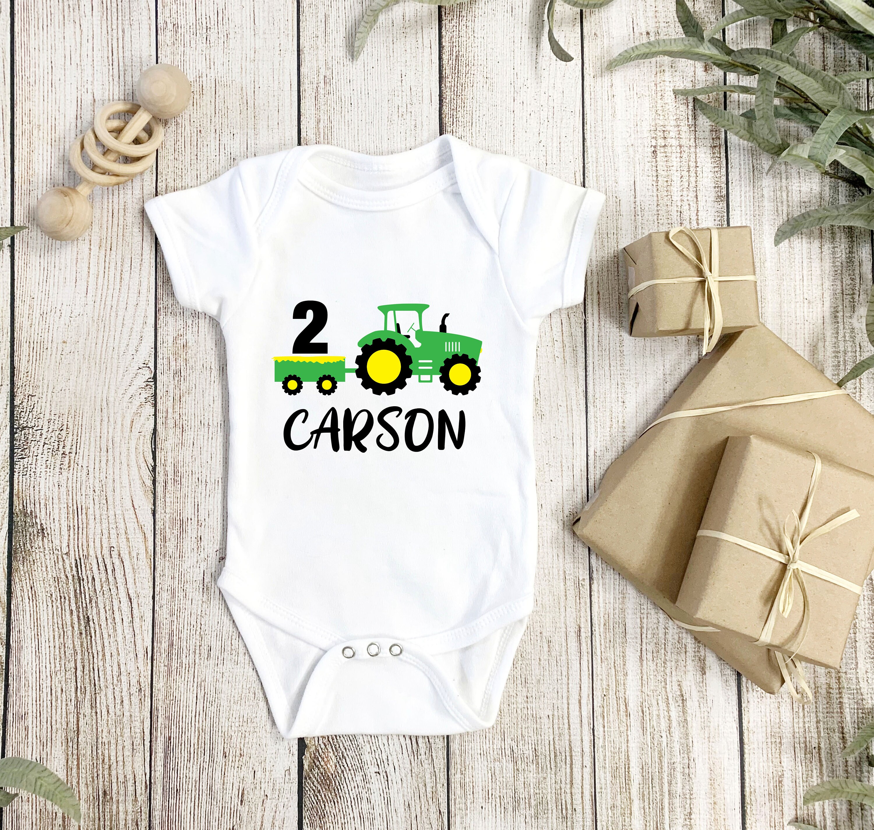 Custom Tractor Birthday Shirt, Personalized Green Tractor T-shirt, Farm ...