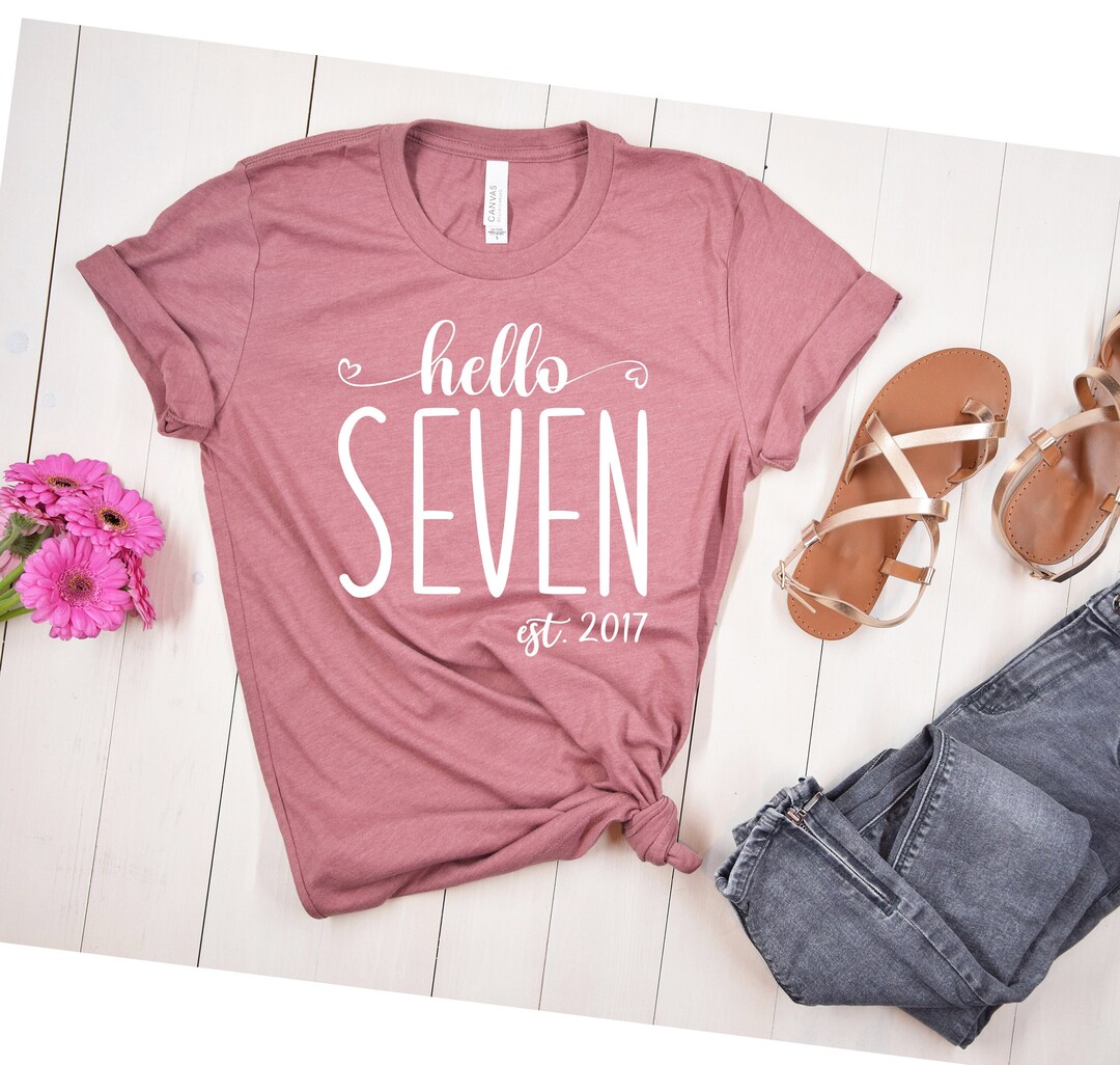 Hello Seven Est 2017 Shirt, Seventh Birthday Shirt, 7th Birthday Shirt ...