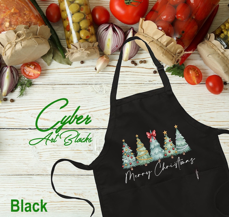 Christmas Trees Apron: Merry and Bright Christmas Apron Holiday Dinner ...