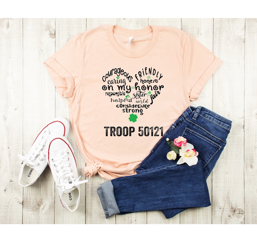 Custom Scout Troop Shirt, Heart Scout Tee, Personalized Troop Scouts ...
