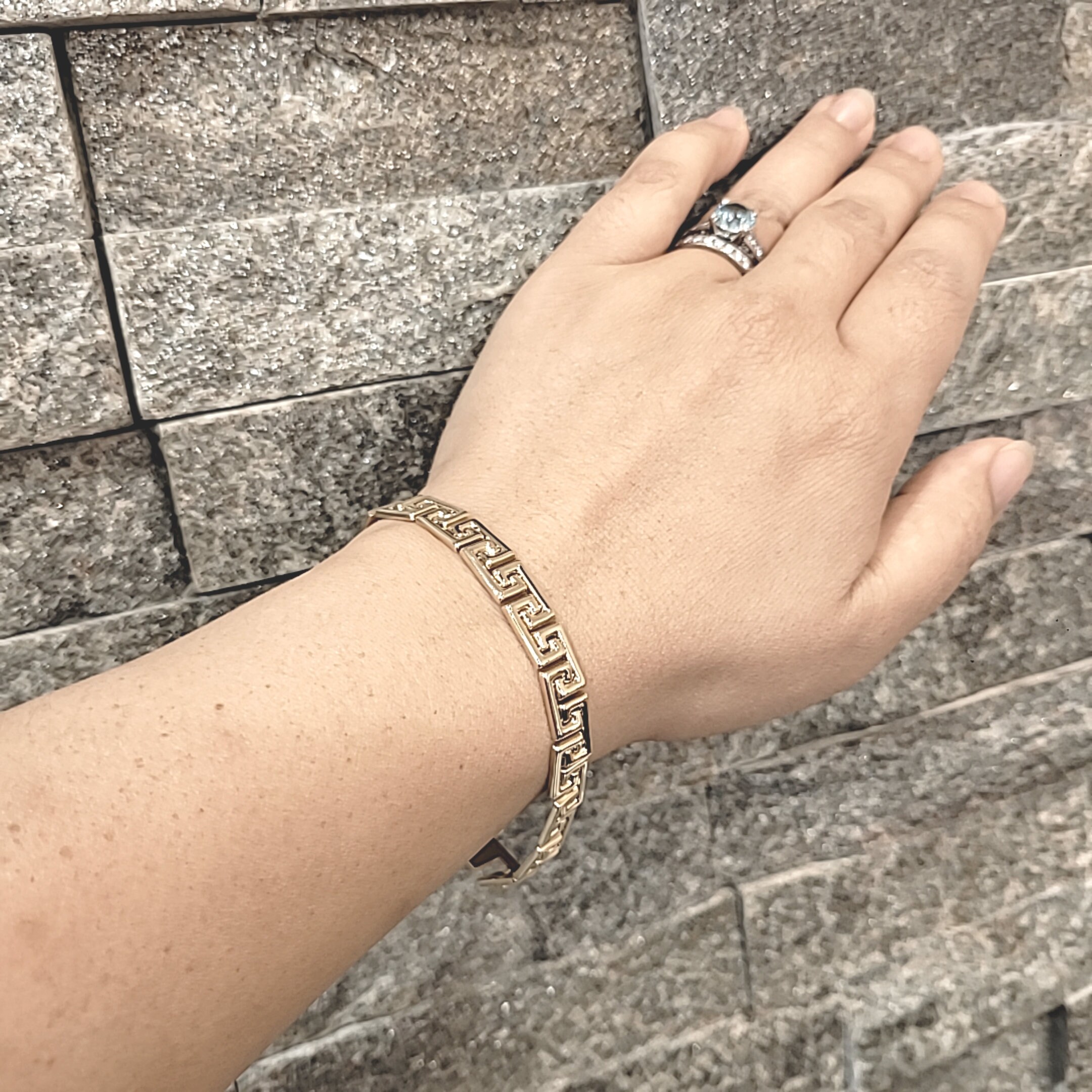 Estate Greek Key Link Bracelet in 14kt Gold - Etsy