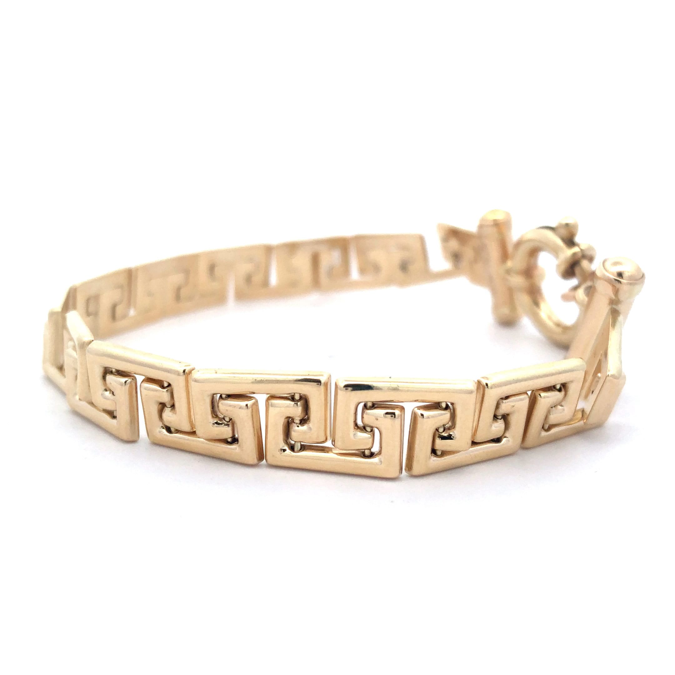 Estate Greek Key Link Bracelet in 14kt Gold - Etsy
