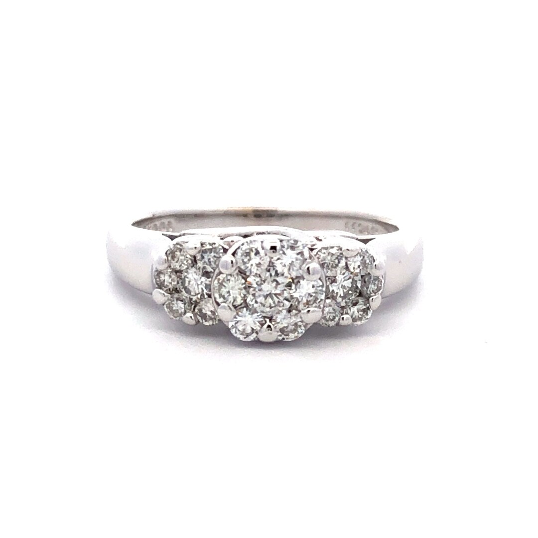 Estate Diamond Cluster Ring in 14kt White Gold - Etsy