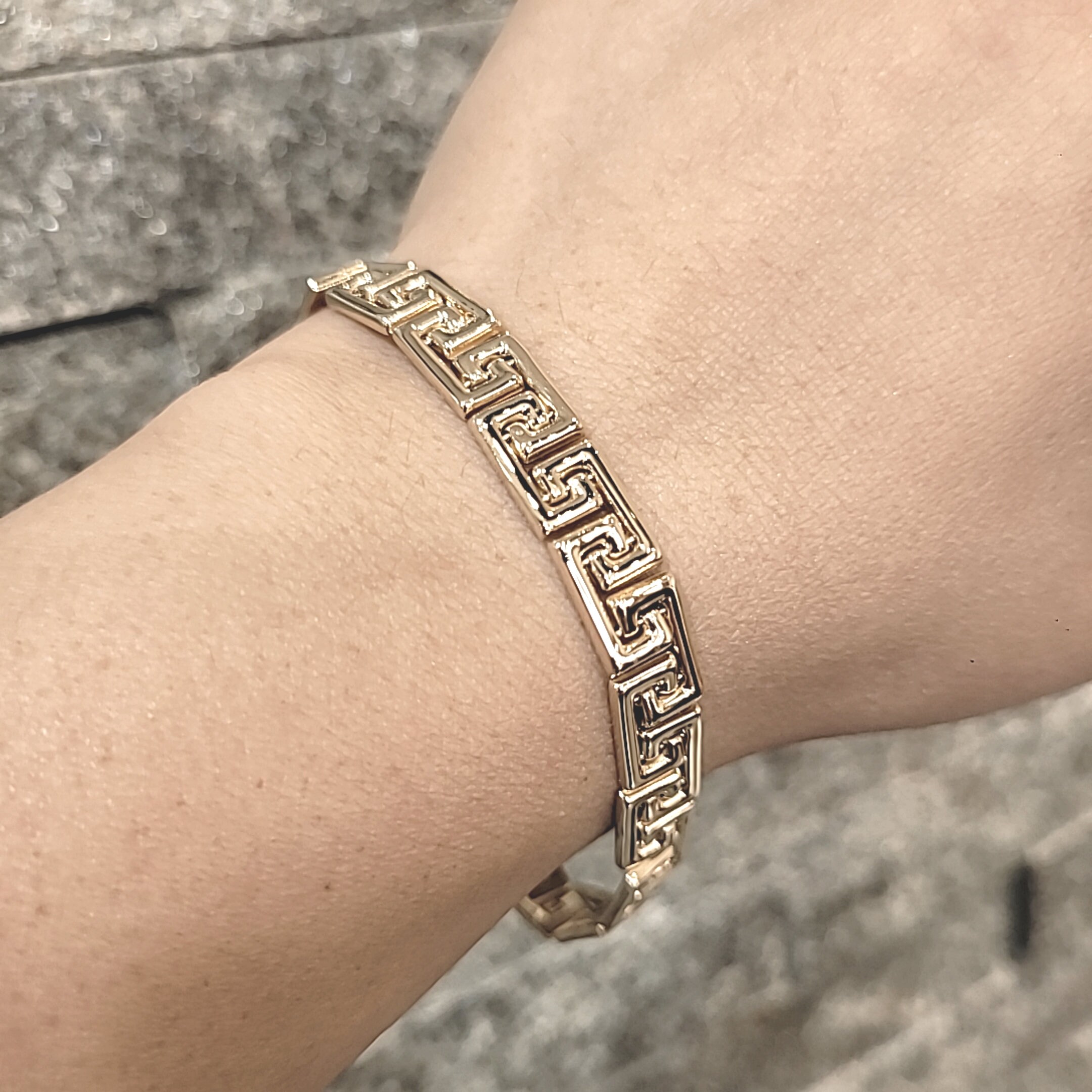 Estate Greek Key Link Bracelet in 14kt Gold - Etsy
