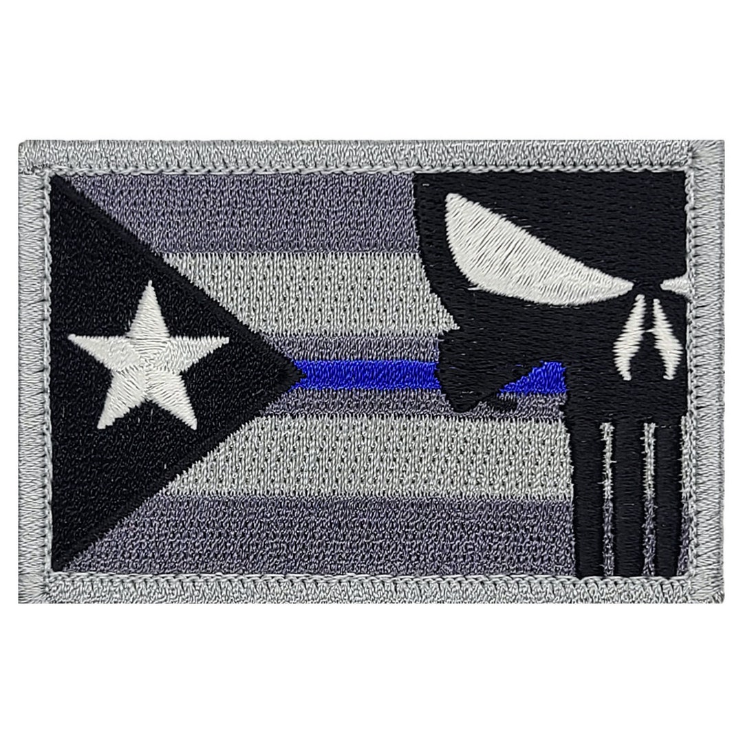 Puerto Rico Flag Skull Thin Blue Line Embroidered Patch 3 X - Etsy