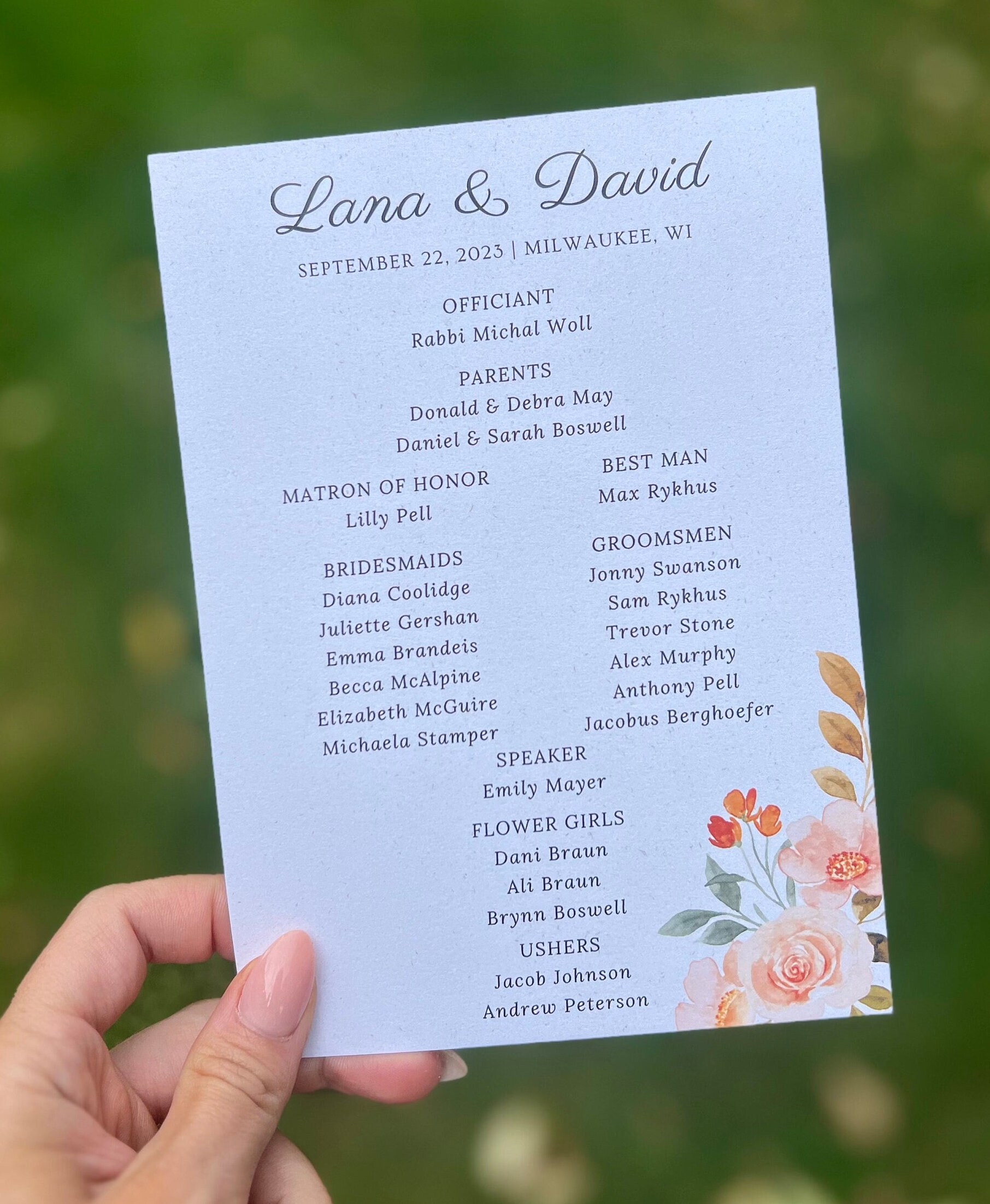 Jewish Wedding Program Template, Jewish Explanations, Judaica Floral ...