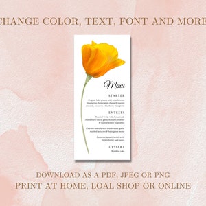 Wedding Dinner Menu Template, Printable Ceremony, DIY Dinner Menu ...