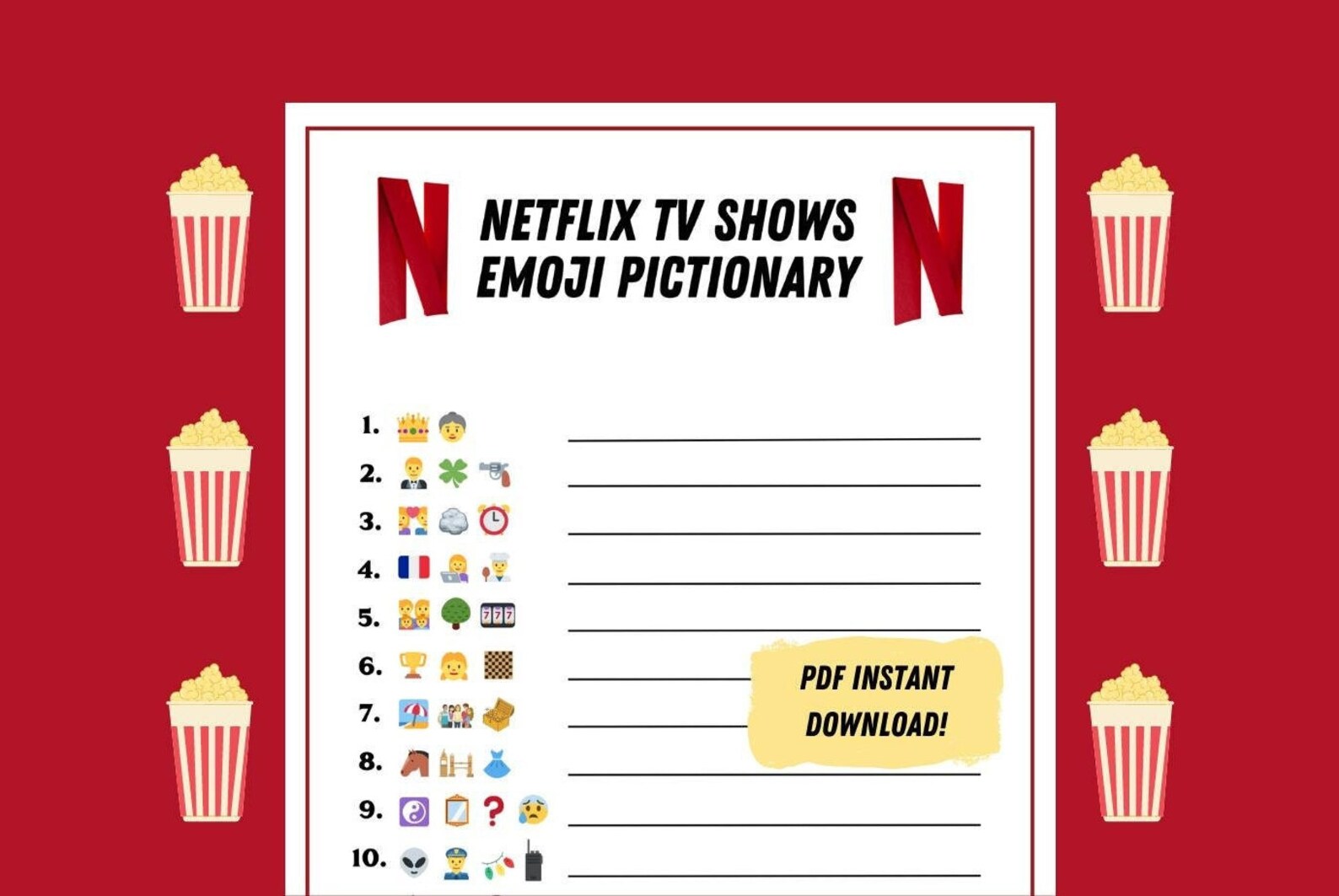 TV Show Emoji Pictionary Printable Party Games - Etsy