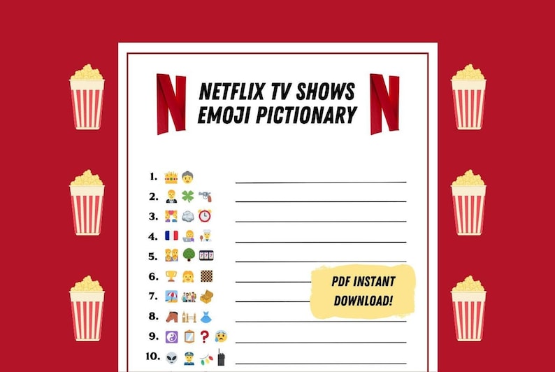 TV Show Emoji Pictionary | Printable Party Games - Etsy