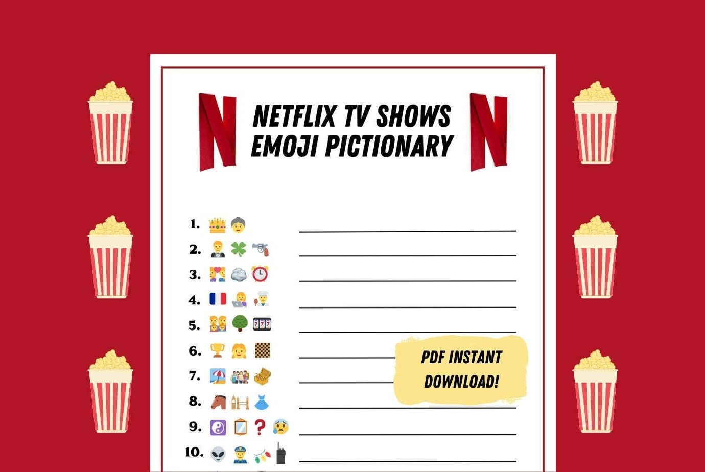 TV Show Emoji Pictionary | Printable Party Games - Etsy