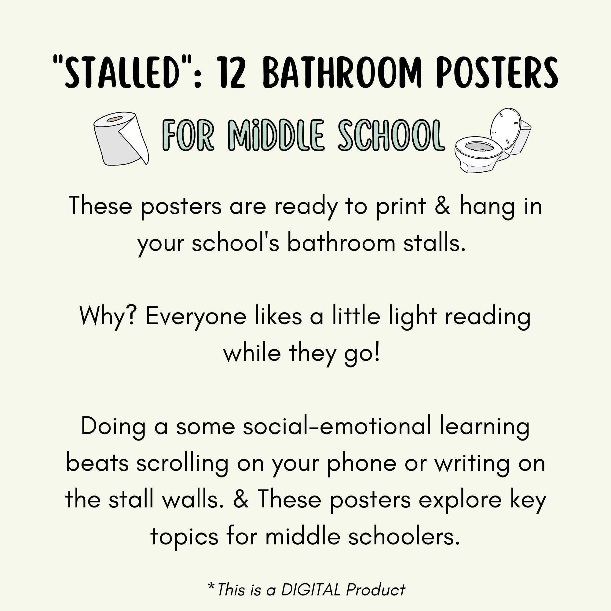 12 Bathroom Posters for Middle School STALLED SERIES SEL Counseling - Etsy