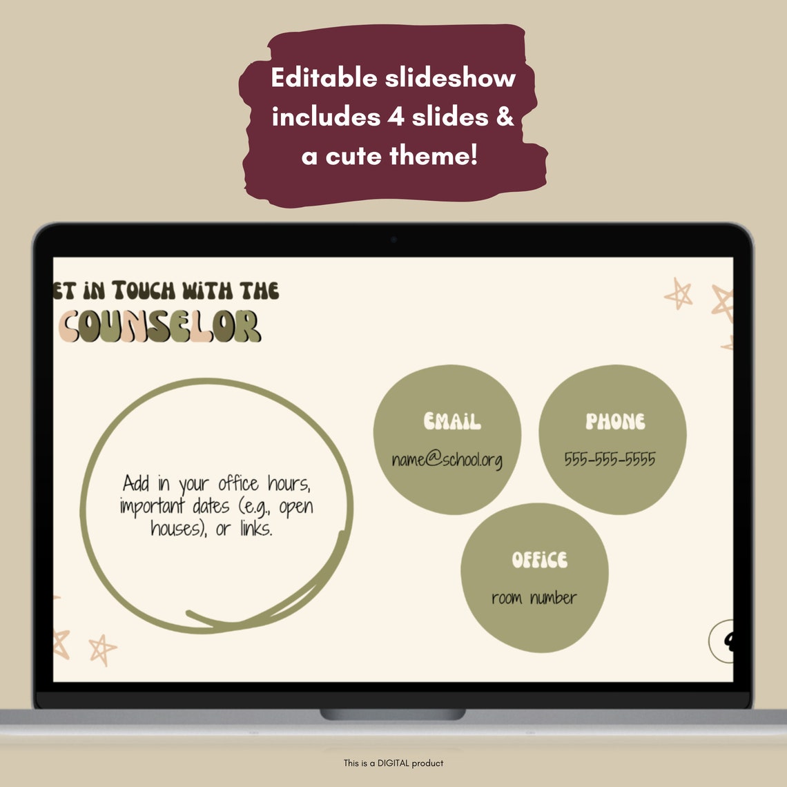 Meet Your Counselor: Flyer & Slideshow Templates Canva Editable Boho ...