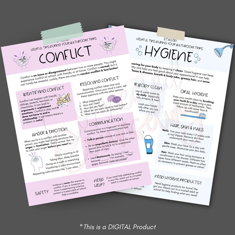 12 Bathroom Posters for Middle School STALLED SERIES SEL Counseling - Etsy