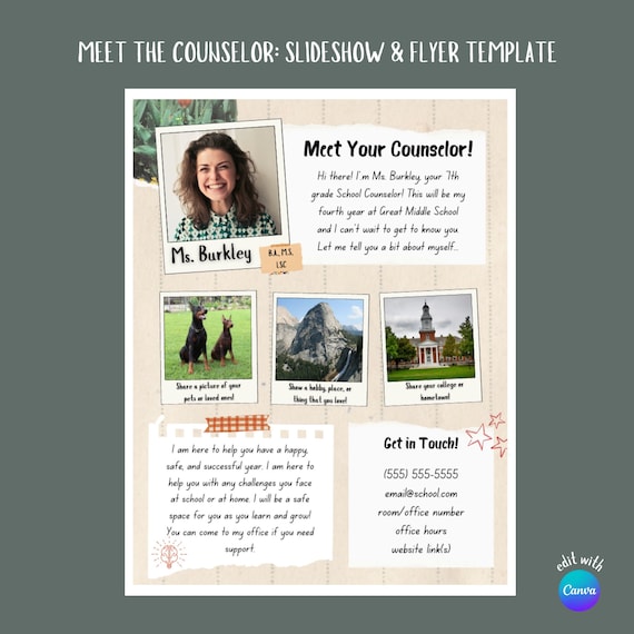 Meet the Counselor School Counseling Editable Template - Etsy