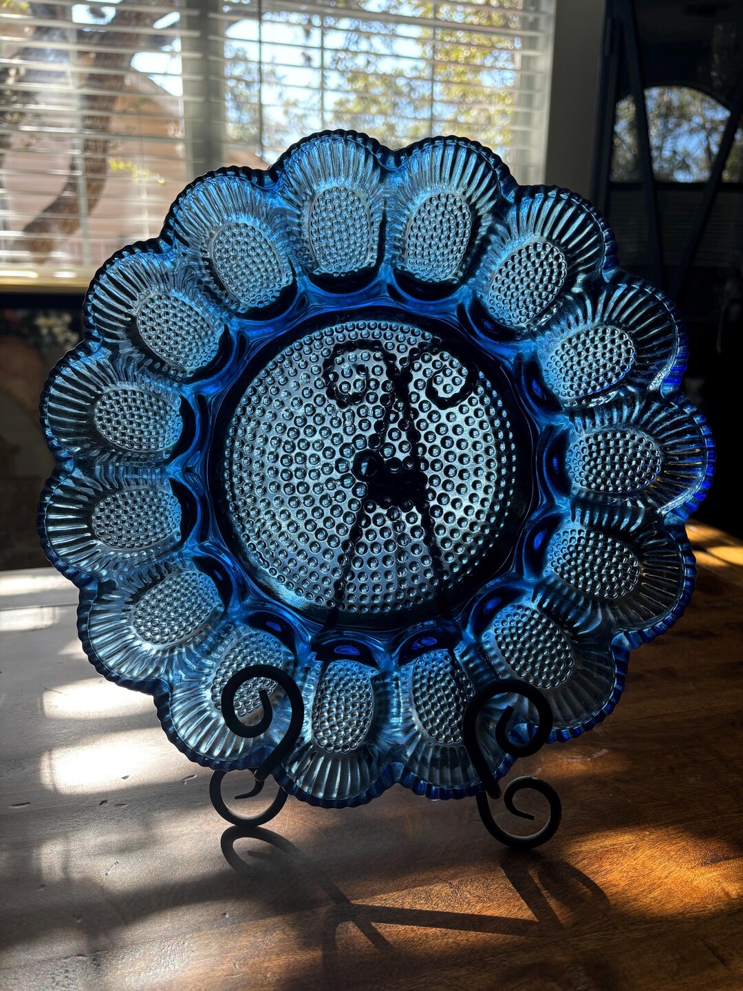 RARE Vintage Cobalt Blue Indiana Glass Hobnail Egg and Relish Plate - Etsy
