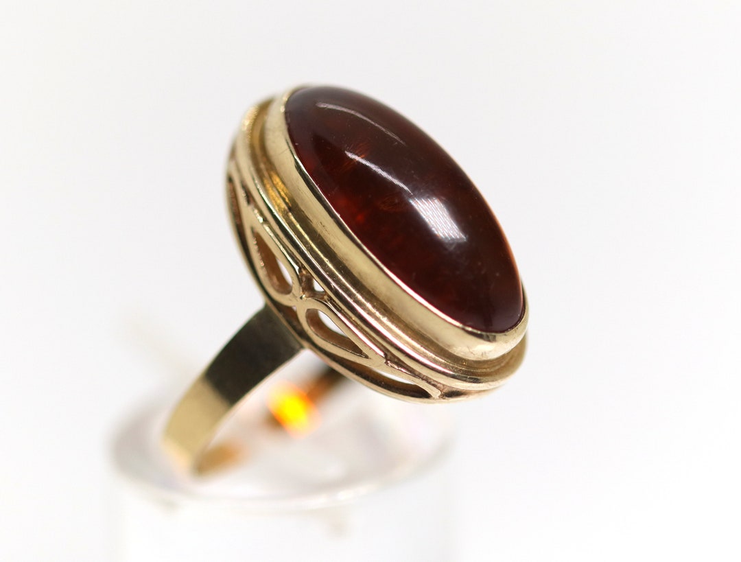 Fischland Ladies Yellow Gold Ring 333 / 8kt Fish Hallmark Amber ...