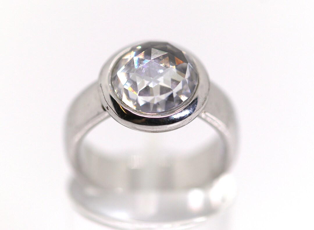 YOOP! 925 Sterling Silver Ring, Round Rose Cut Glass Stone, + Original ...