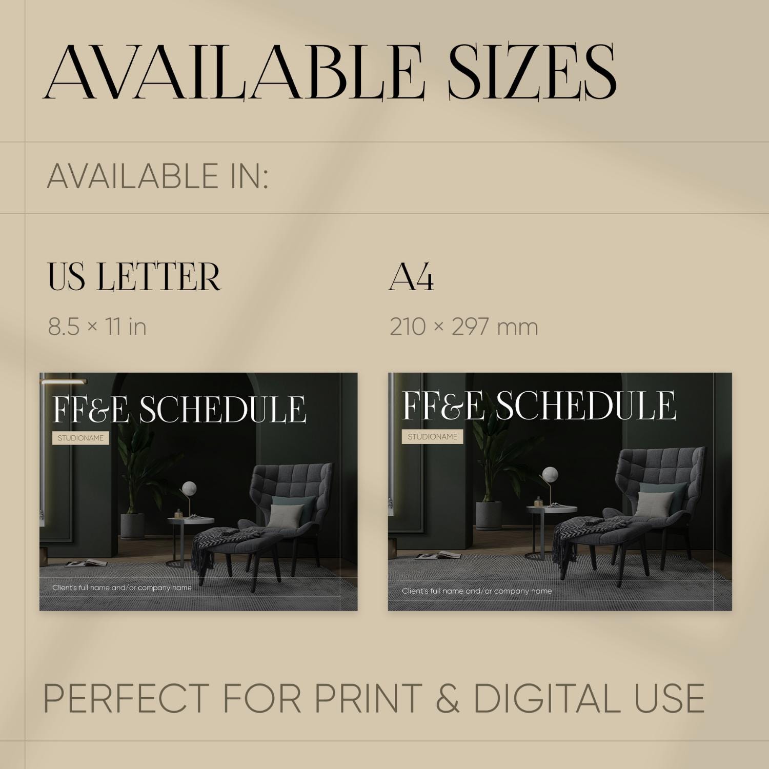 FF&E Schedule Interior Indesign Template, Excel Canva Google Sheets ...
