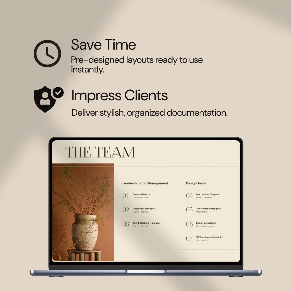 Design Studio About and Team Pages Canva Template Interior Designer ...