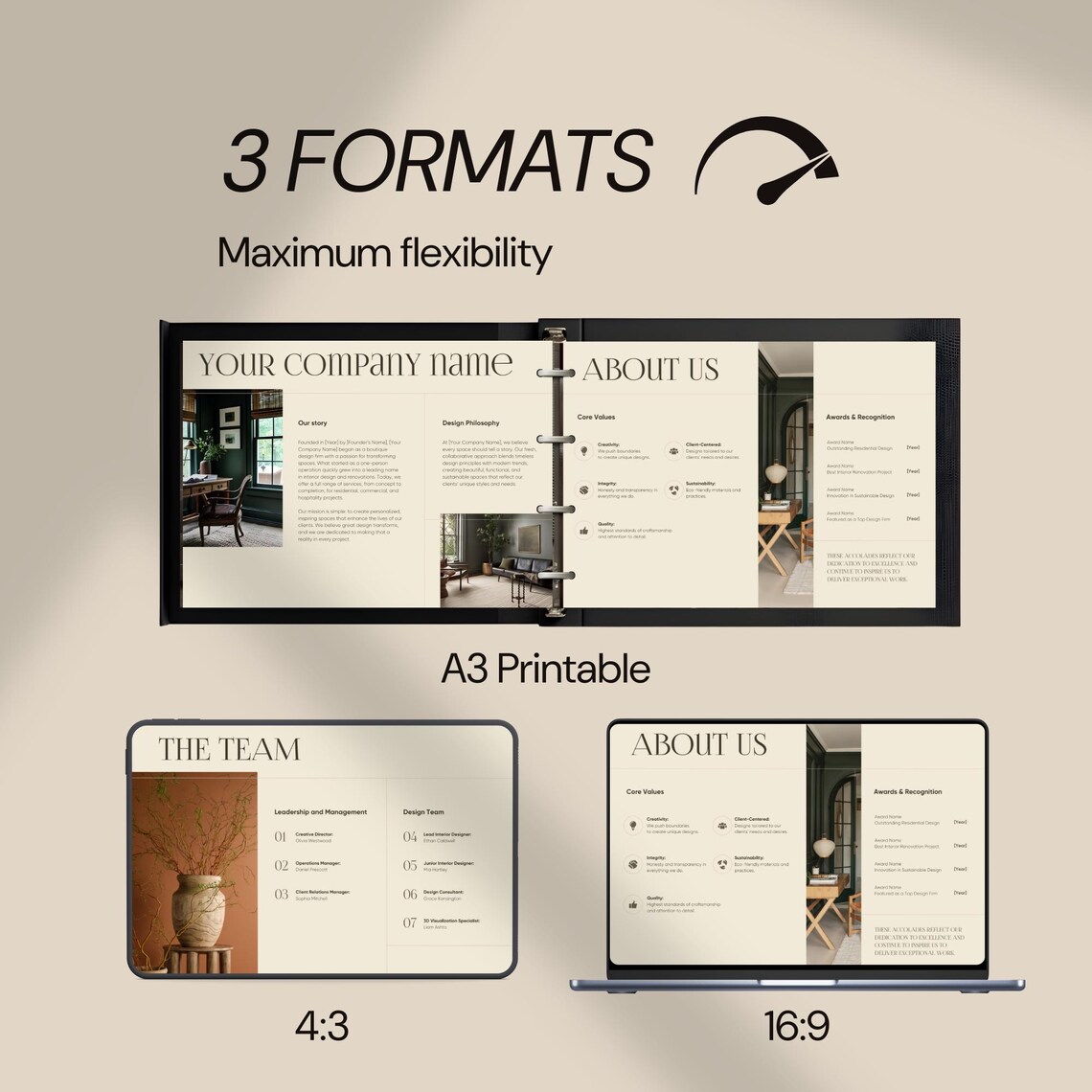 Design Studio About and Team Pages Canva Template Interior Designer ...
