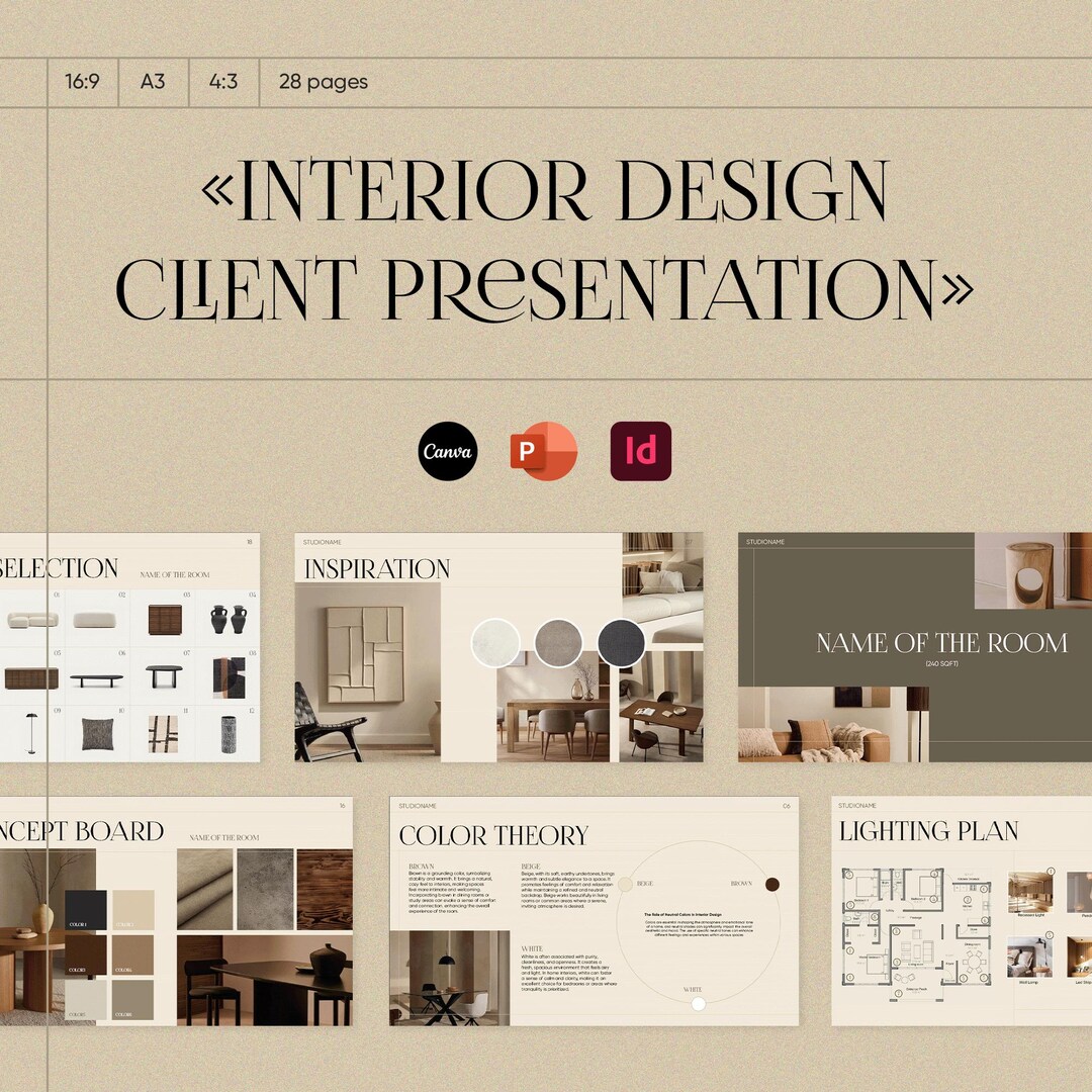 Project Presentation Template for Interior Designers Editable in Adobe ...