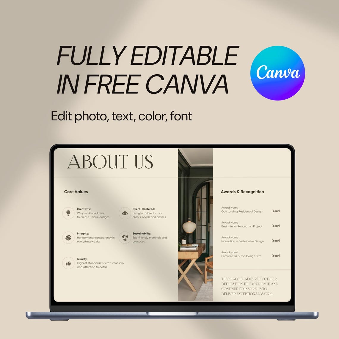 Design Studio About and Team Pages Canva Template Interior Designer ...