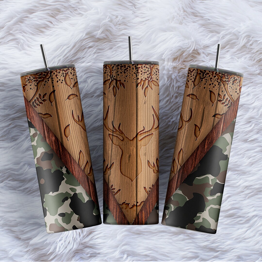Deer Hunting Tumbler Wrap Camo Camouflage Deer Wood Hunting Wrap ...