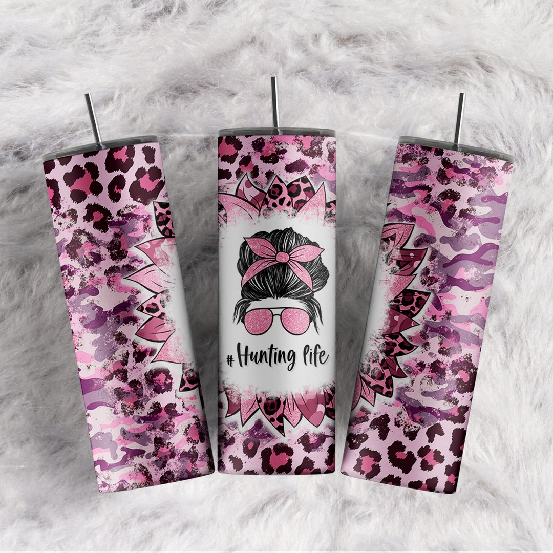 Hunting Tumbler Wrap Huntinglife Messy Bun Hair Deer Hunting Camo Pink ...
