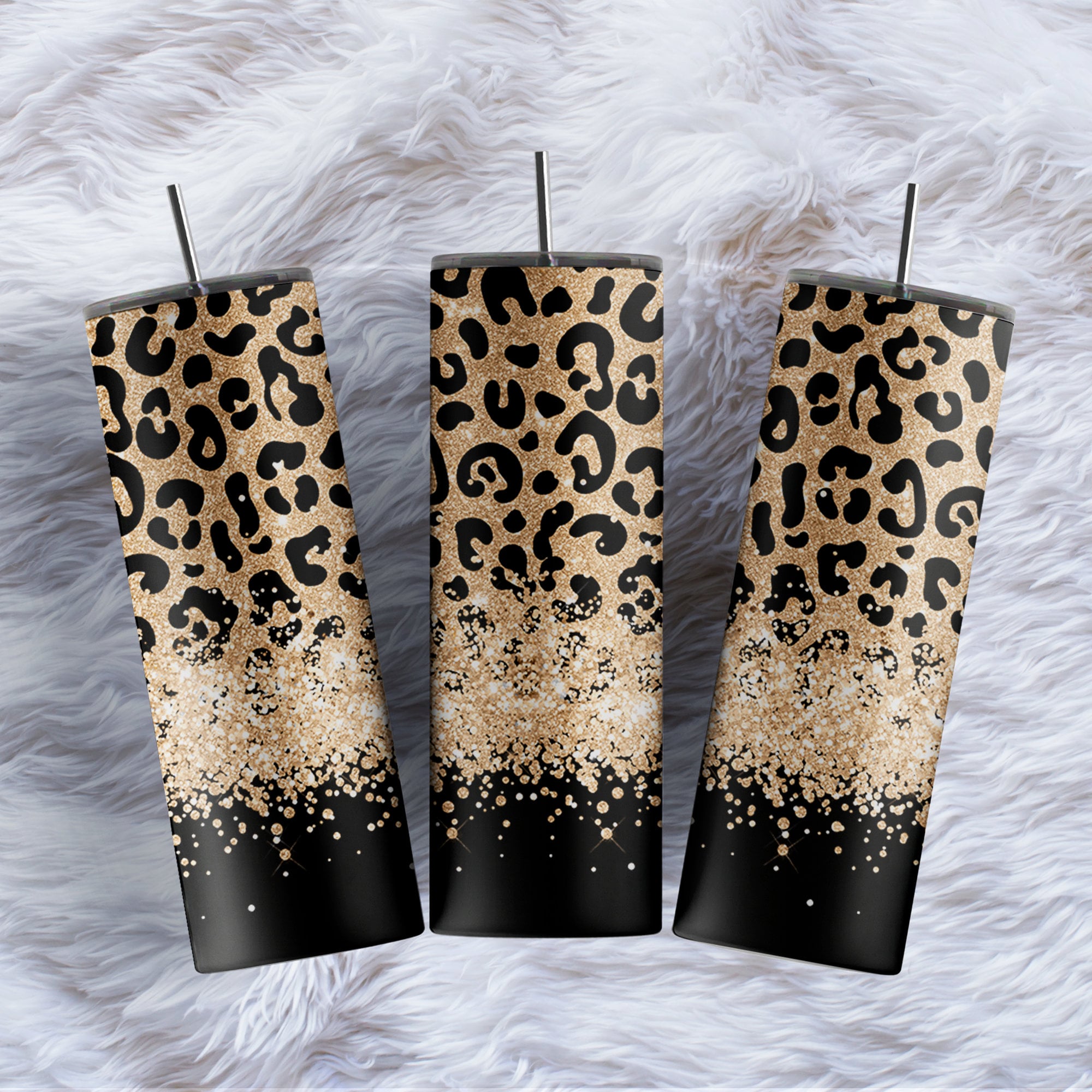 Glitter Leopard Tumbler Wrap Gold Glitter Cheetah Print Add - Etsy
