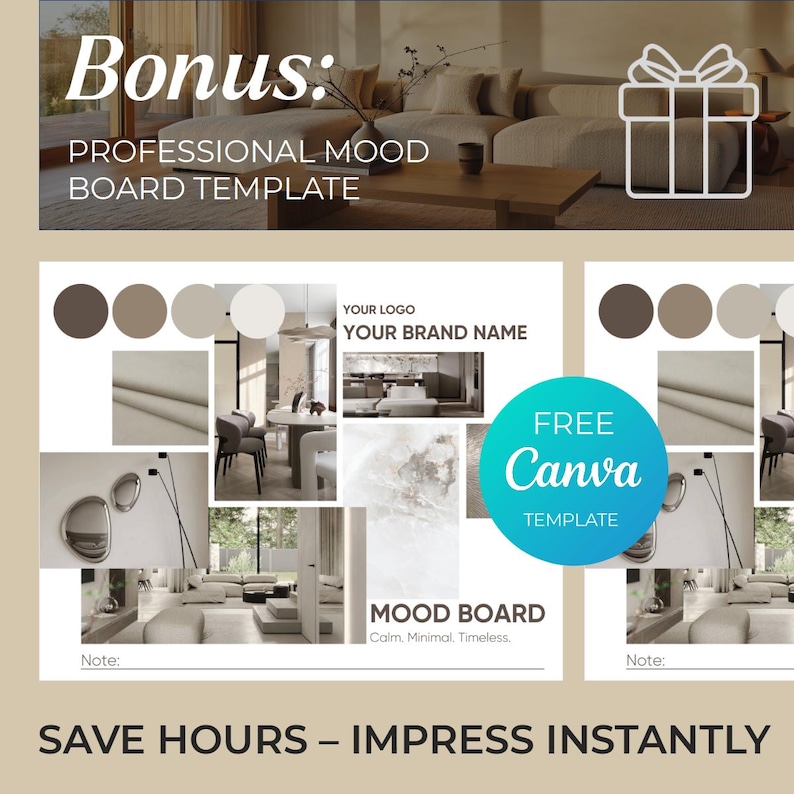 Contemporary Interior Design Template Bundle, Client Presentation ...
