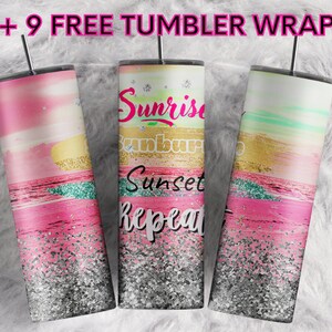 Sunrise Sunburn Sunset Repeat 20 Oz Tumbler Wrap Beach - Etsy