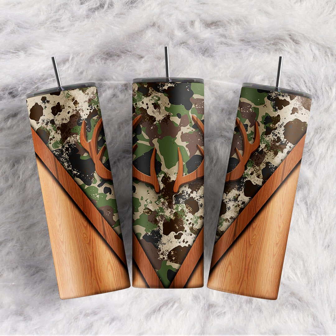 Hunting Tumbler Camo Camouflage Deer Hunting Cowhide Cow Print Rustic ...