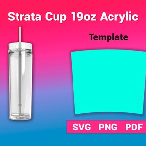 19oz Acrylic Strata Cup Tumbler Template Sublimation for Use Silhouette ...