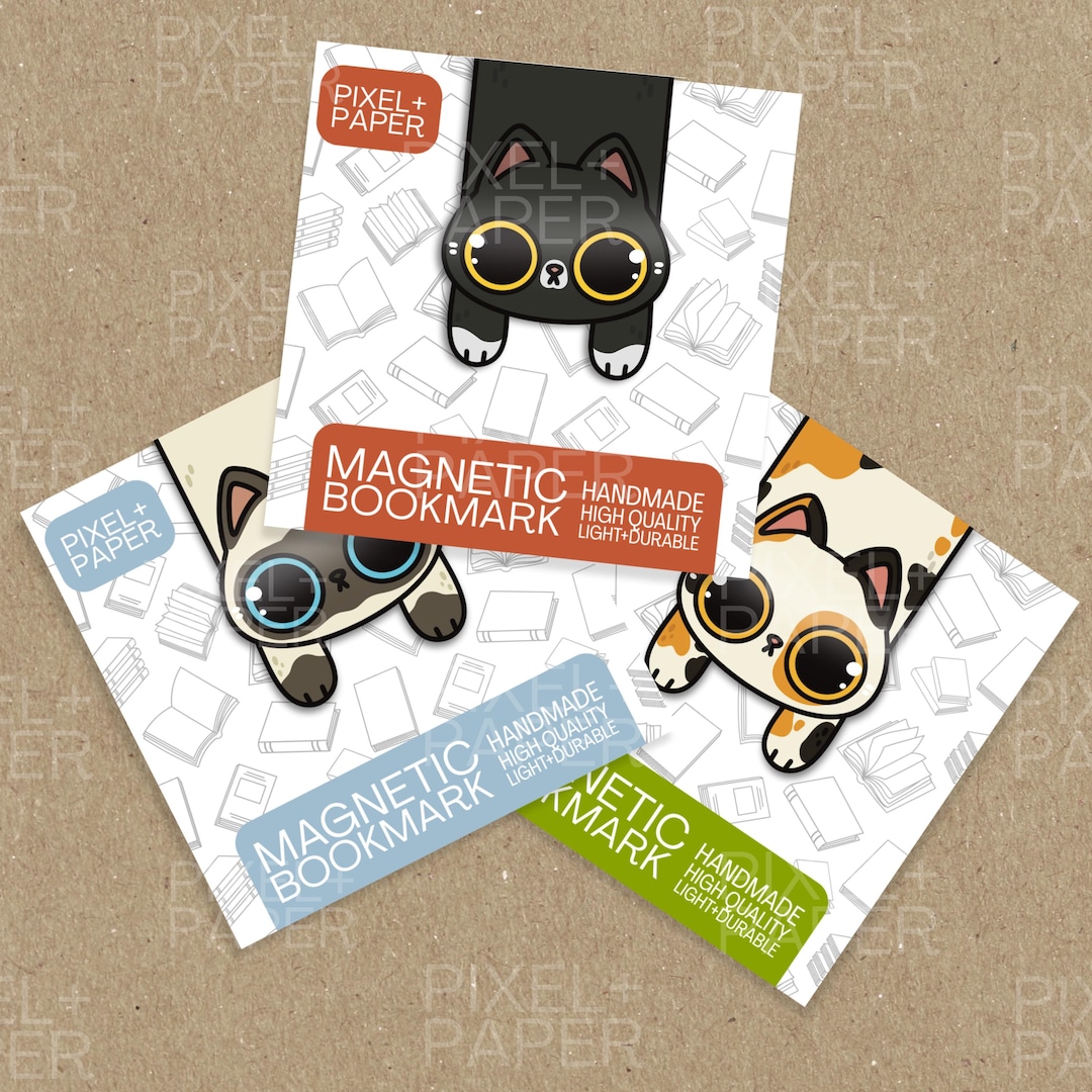 Long Cat Magnetic Laminated Paper Bookmarks | Cat Bookmarks - Etsy