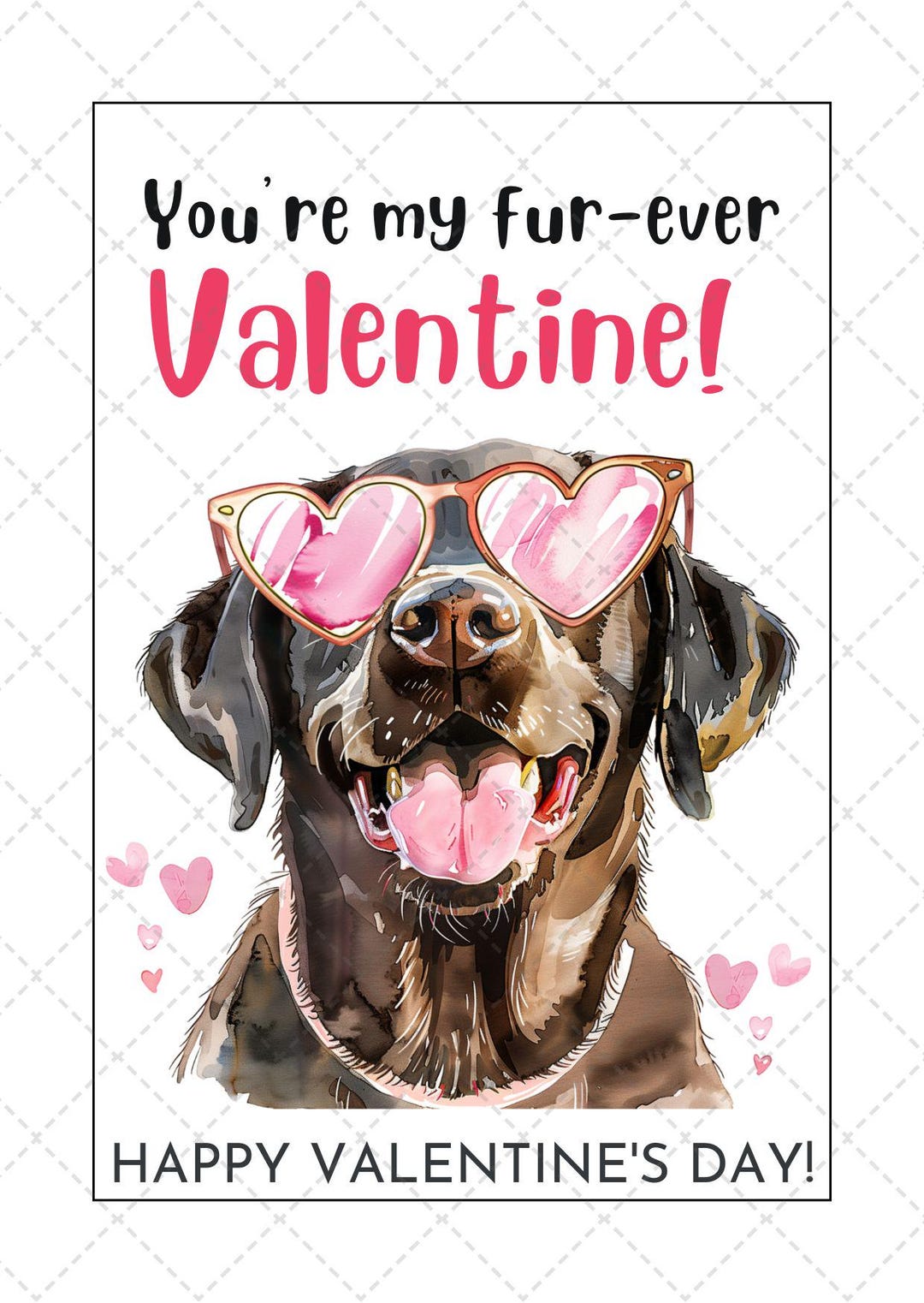 Cute Dog Valentine's Day Card With Heart Sunglasses I Printable - Etsy