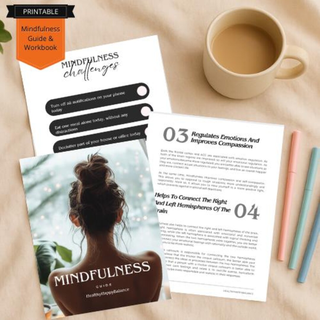 Mindfulness Guide & Printable Workbook | Self-care Journal | Mental ...