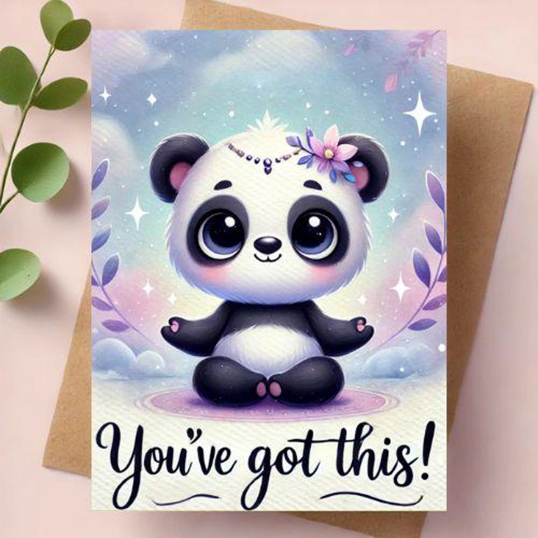 Motivational Panda Card - Kawaii Printable Encouragement - Digital ...