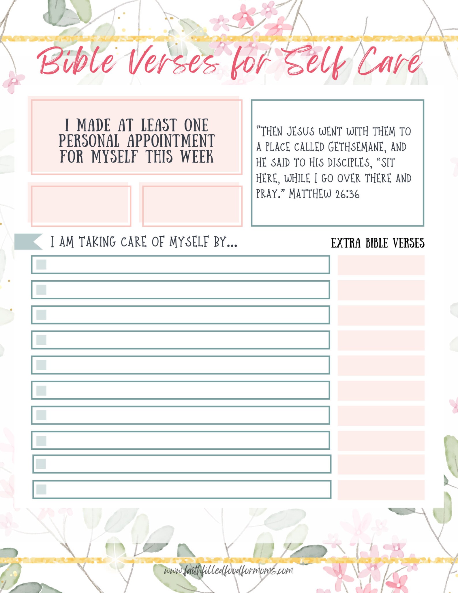 Self Care Journal With Bible Verses Plus Bonus Self Care Bingo and ...