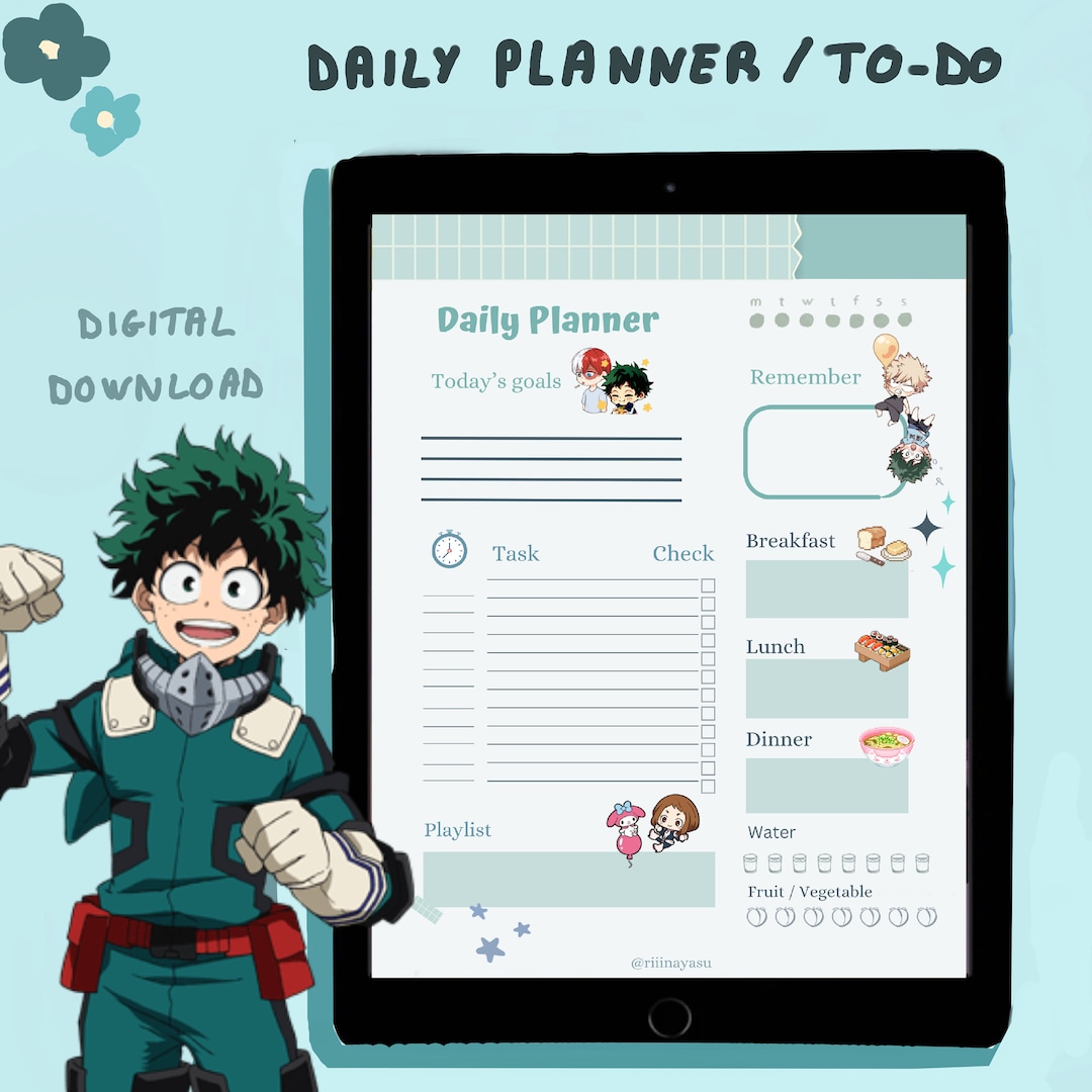 Cute Anime Daily Planner | Printable Stationary | Instant Download ...
