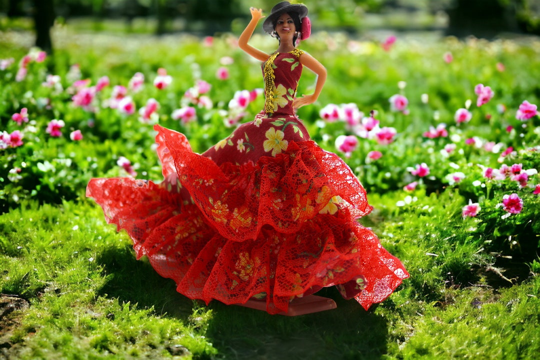 Vintage Spanish Dancer Doll, Gift for Mother, Flamenco Dancer Doll, Red ...
