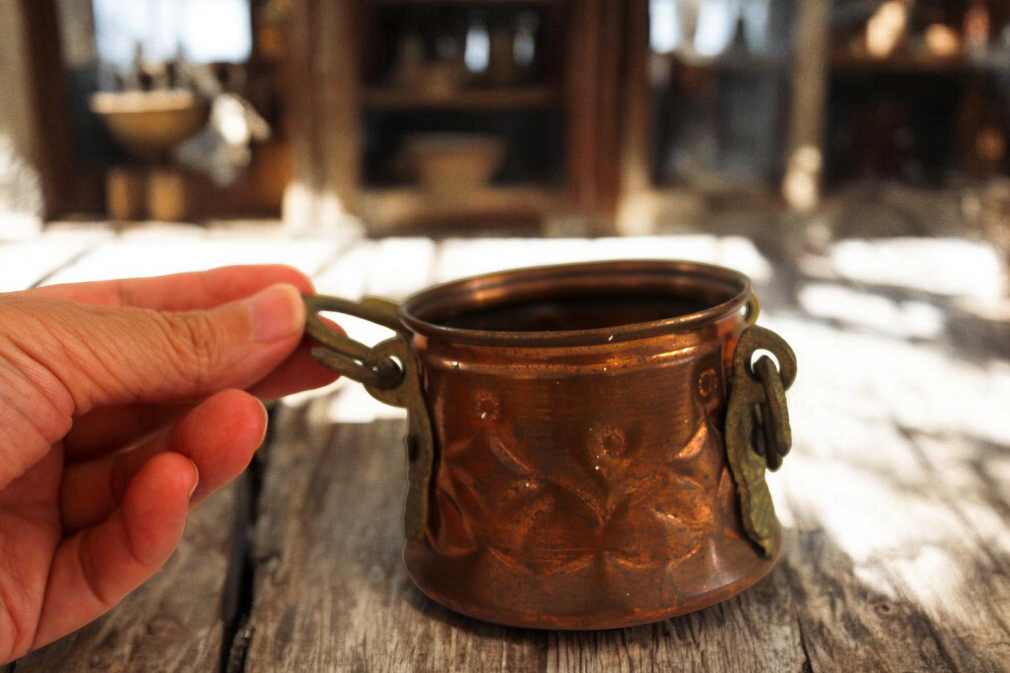 Vintage Copper Cauldron, Miniature Copper Pot, Antique Kitchenware ...