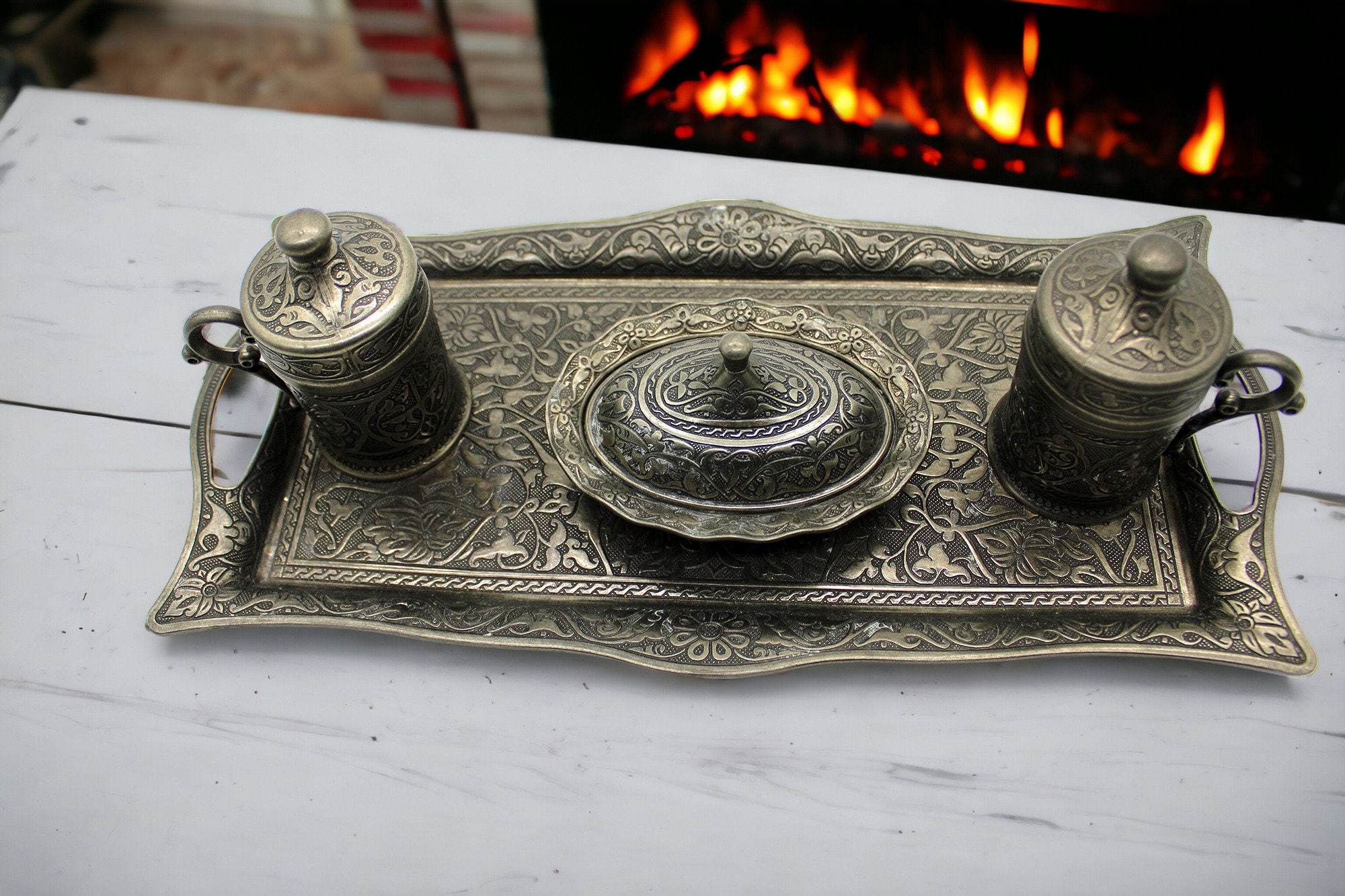 Turkish Coffee Set, Vintage Coffee Set, Ottoman Tea Set, Tray Coffee ...