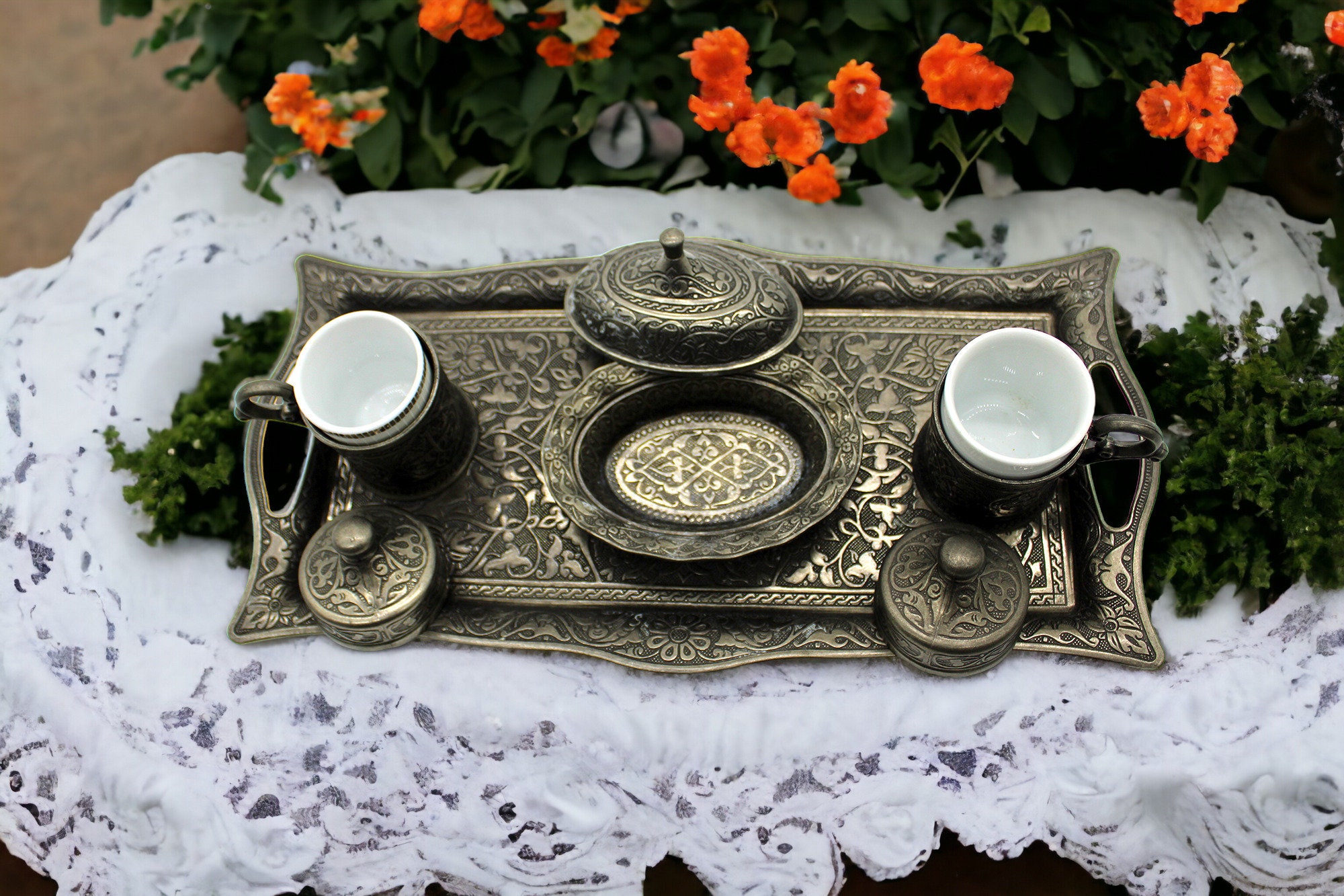 Turkish Coffee Set, Vintage Coffee Set, Ottoman Tea Set, Tray Coffee ...